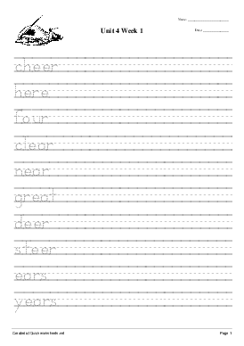 Unit 4 Week 1 - Handwriting Worksheet - Quickworksheets