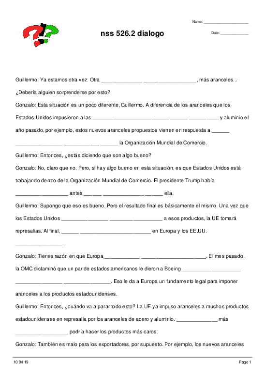 SPANISH Worksheets