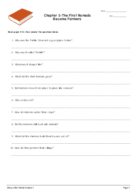 Chapter 1-The First Nomads Become Farmers - Q & A Worksheet ...