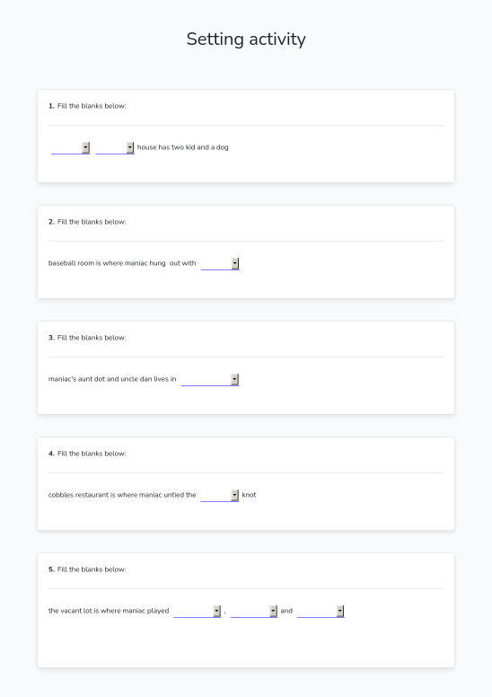 Setting activity - Interactive e-Worksheet - Quickworksheets