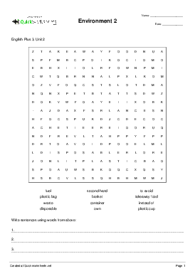 Environment 2 - Wordsearch - Quickworksheets