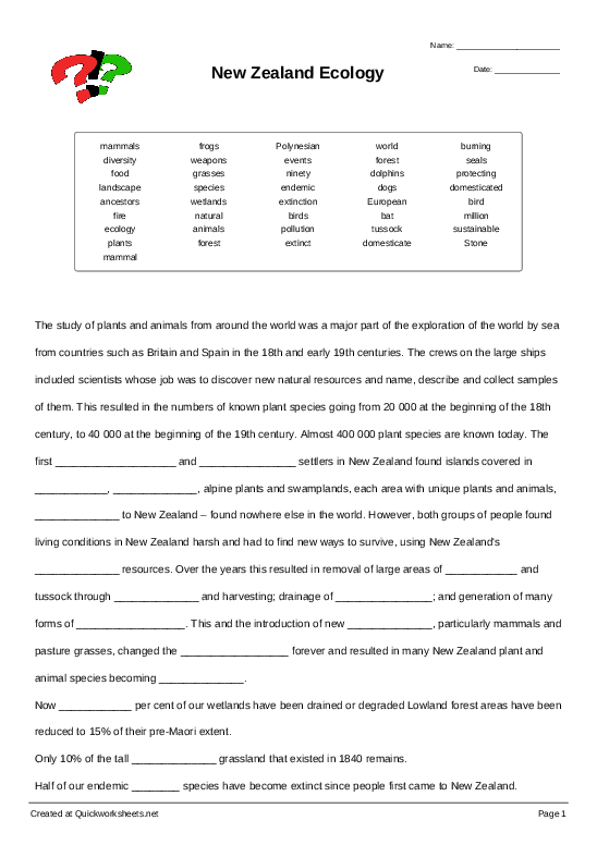 New Zealand Worksheets Revision Sheets For Year 9 Teaching Resources 