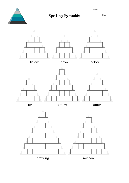 Spelling Pyramids Pyramid Words Worksheet Quickworksheets