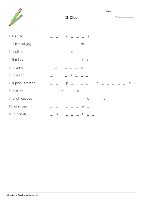 Learning Italian Worksheets Italian Worksheets – TheWorksheets.CoM