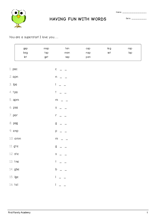 HAVING FUN WITH WORDS - Free Word Scramble / Word Jumble / Anagram ...