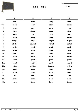 Spelling 7 - Spelling Test - Quickworksheets