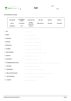 Cell - Word Scramble - Quickworksheets