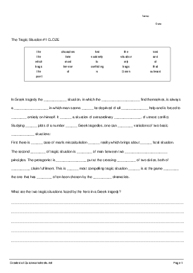 Cloze Worksheets For High School