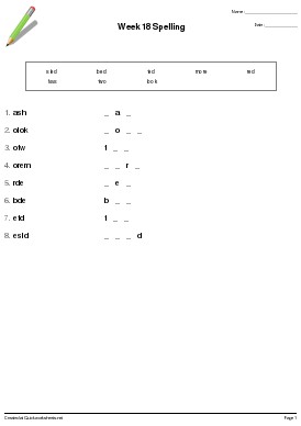 Week 18 Spelling - Word Scramble - Quickworksheets