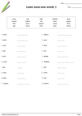 Learn some new words :) - Word Scramble - Quickworksheets