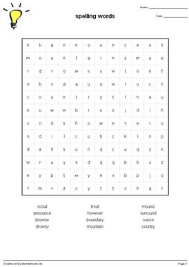 spelling words - Wordsearch - Quickworksheets