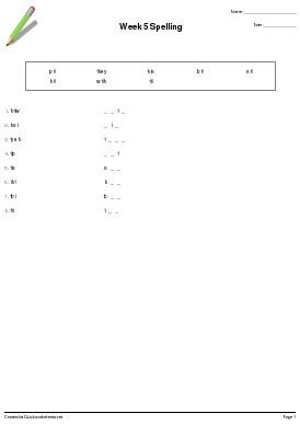 Week 5 Spelling - Word Scramble - Quickworksheets
