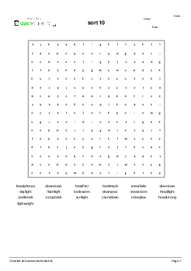 sort 10 - Wordsearch - Quickworksheets