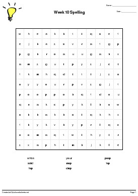 Week 10 Spelling - Wordsearch - Quickworksheets