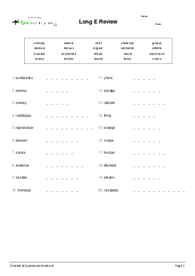 Long E Review - Word Scramble - Quickworksheets